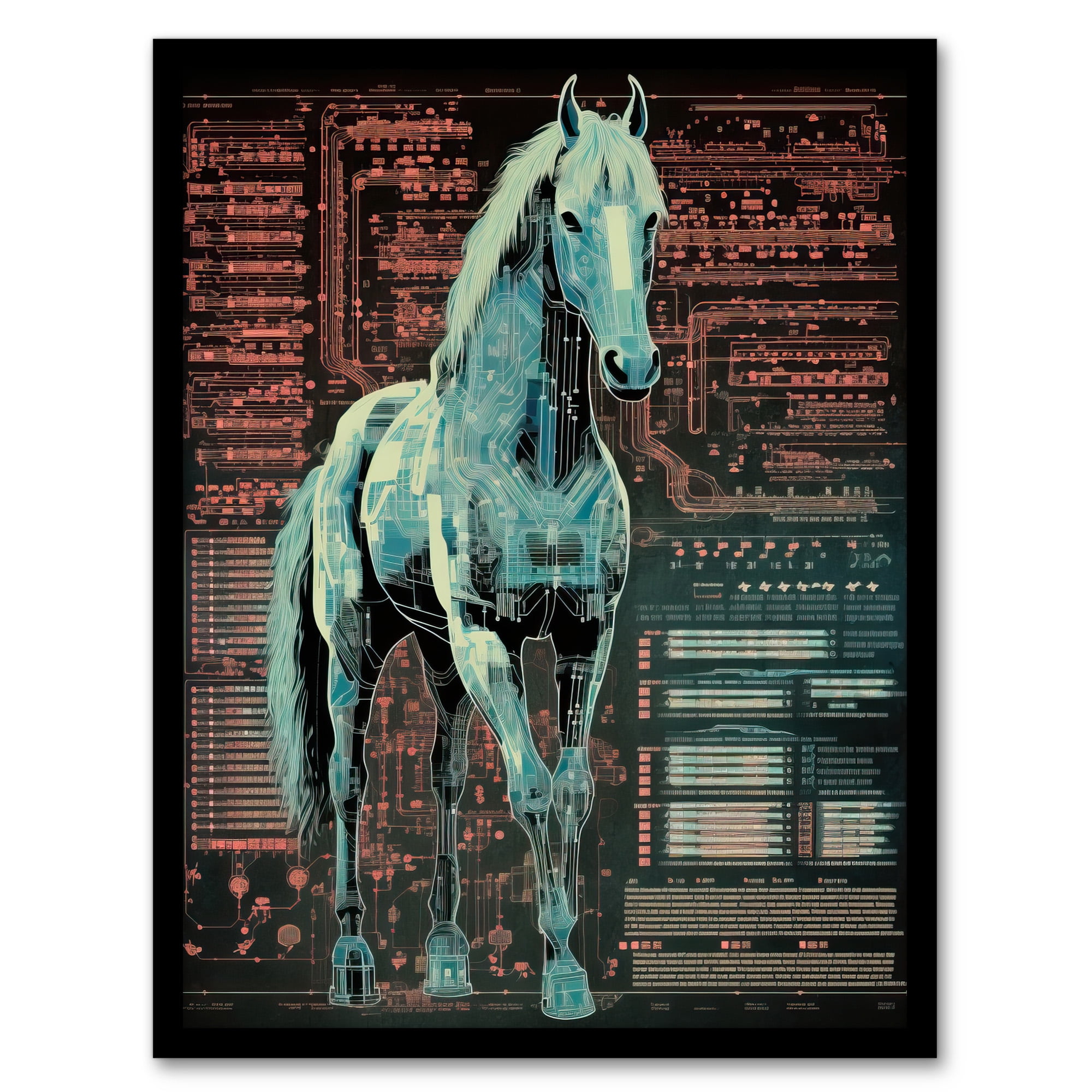 Horse Equine Robot Hybrid Secret Military Schematic Blueprint Futuristic Complex Arcane ...