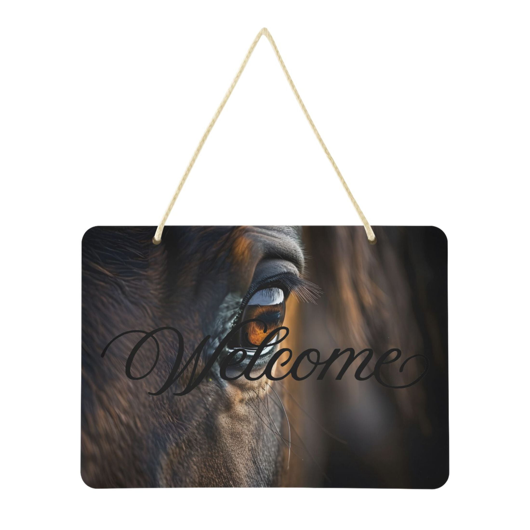 Horse Eyes Welcome Sign Front Door PVC 14x10 inch Hanger Hello Sign ...