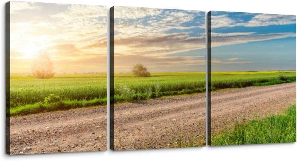 Horse Farm Grazing Pasture Grass 3 Piece Canvas Wall Art for Living ...