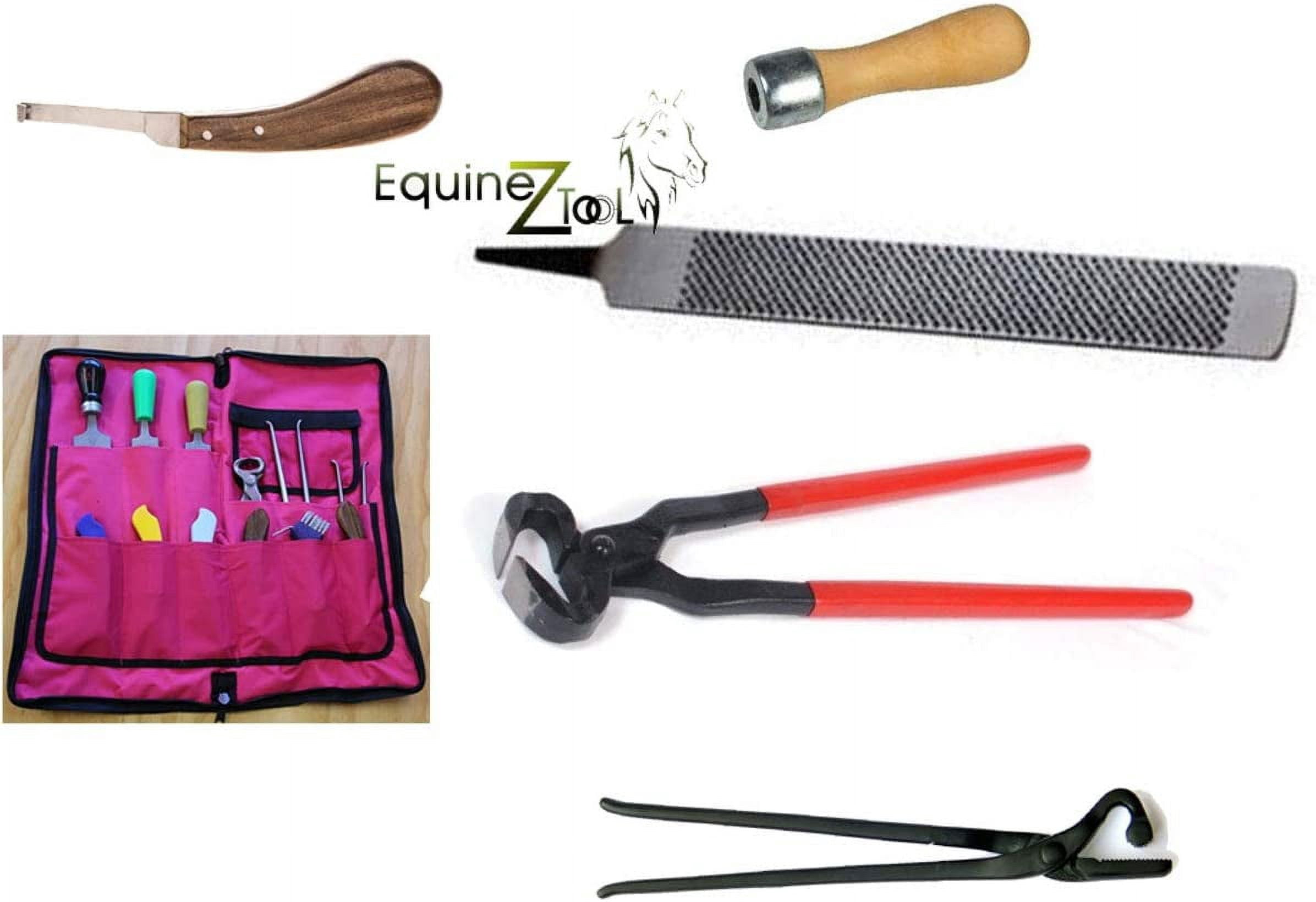 Horse Farrier Tool Kit Grooming Hoof Bot Knife Clincher Nipper Rasps ...