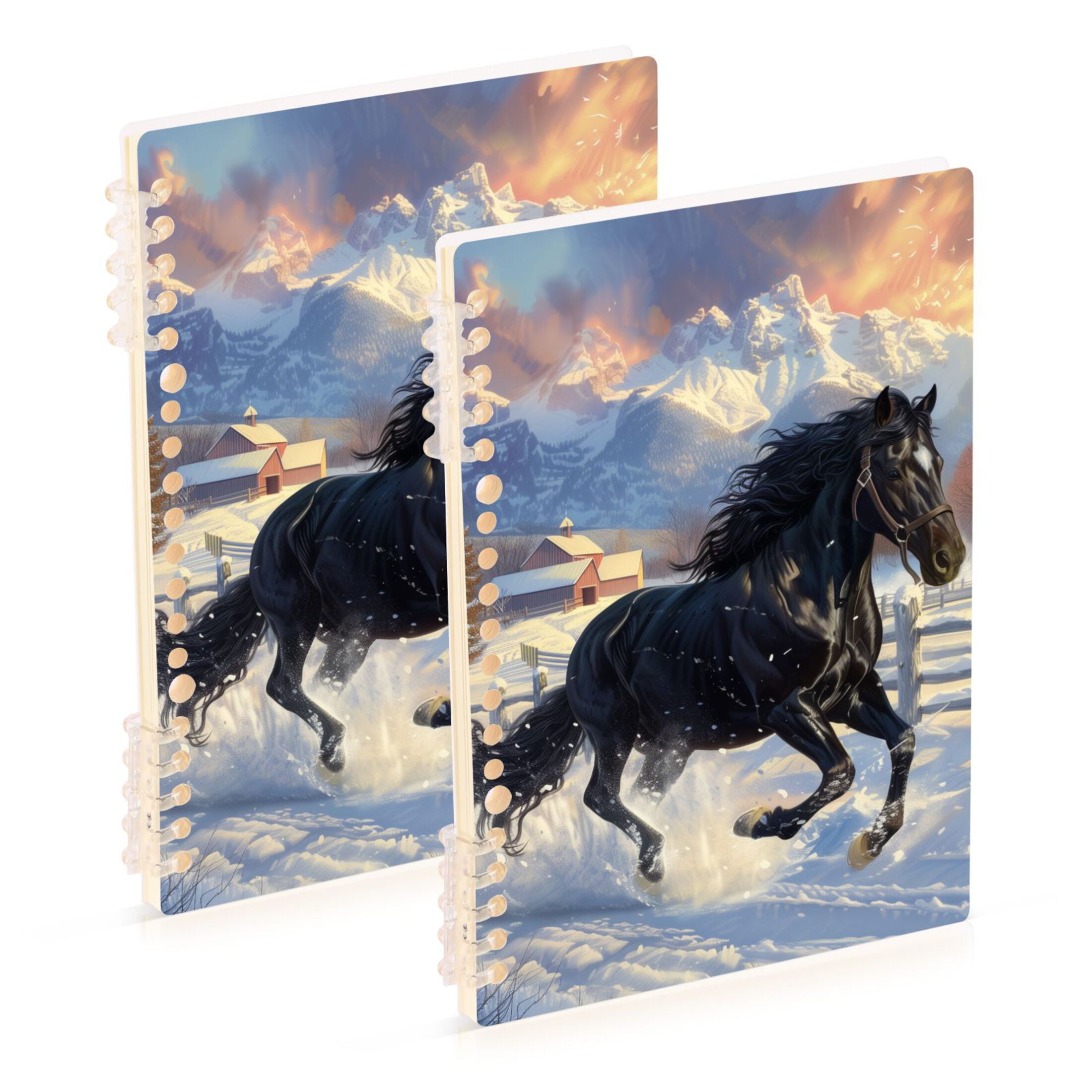 Horse Galloping in Snow Notebooks 2 Pcs 1-subject Journal 60 Sheets A5 ...