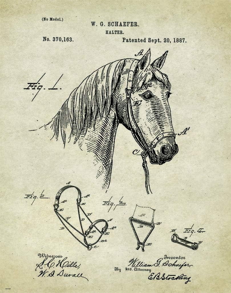 Horse Halter Art Print Vintage Western Cowboy Rodeo Office Wall Decor ...