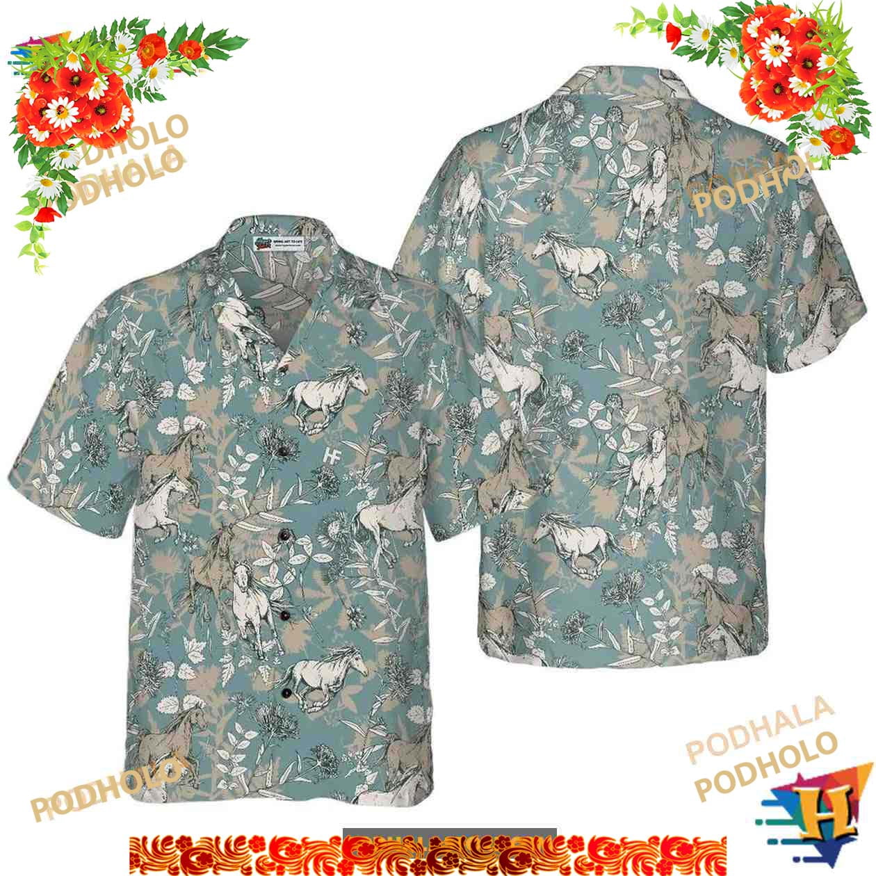 Horse Hawaiian Shirt, Beautiful Horse Aloha Shirt For Men, Gift For ...