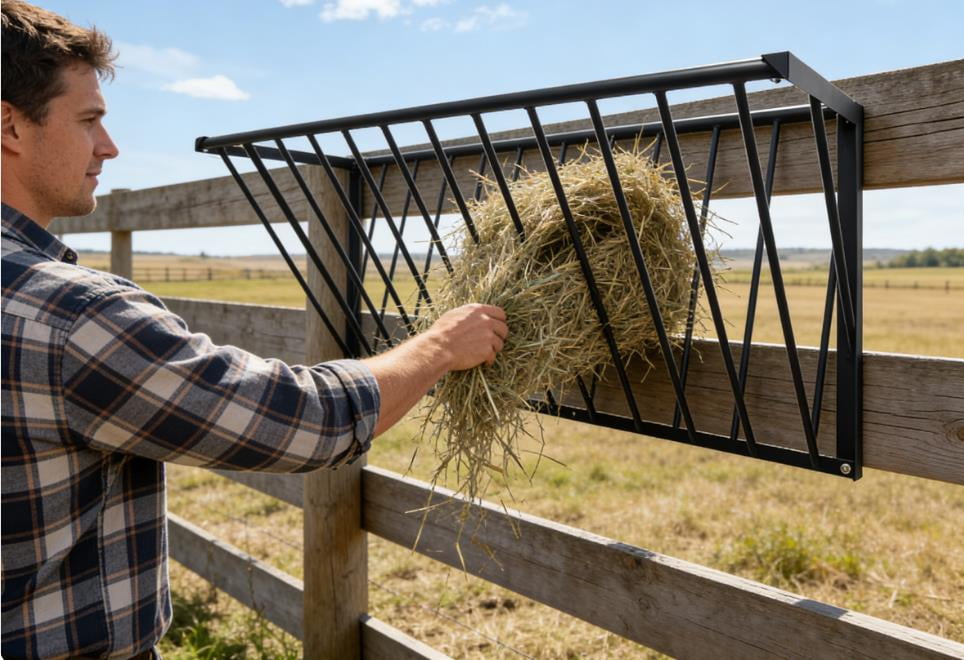 Horse Hay Feeder, 31.5'' Long Livestock Hay Feeder with 24 Gallon Large ...