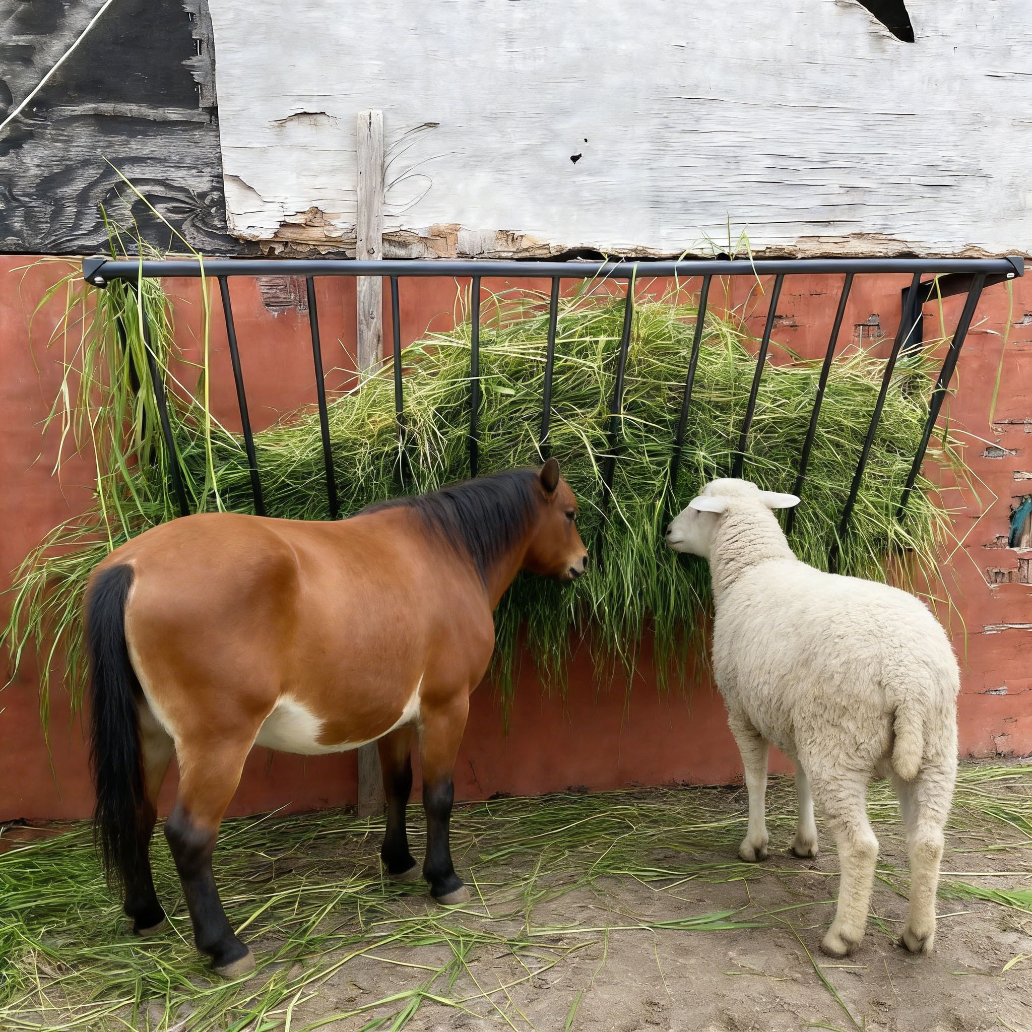 Horse Hay Feeder Hay Holder Wall Mounted, 17×15×63in 67G Load No ...