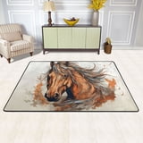 Horse Head Area Rug Washable 72 x 48 Floor Carpet Mat Non Slip for ...