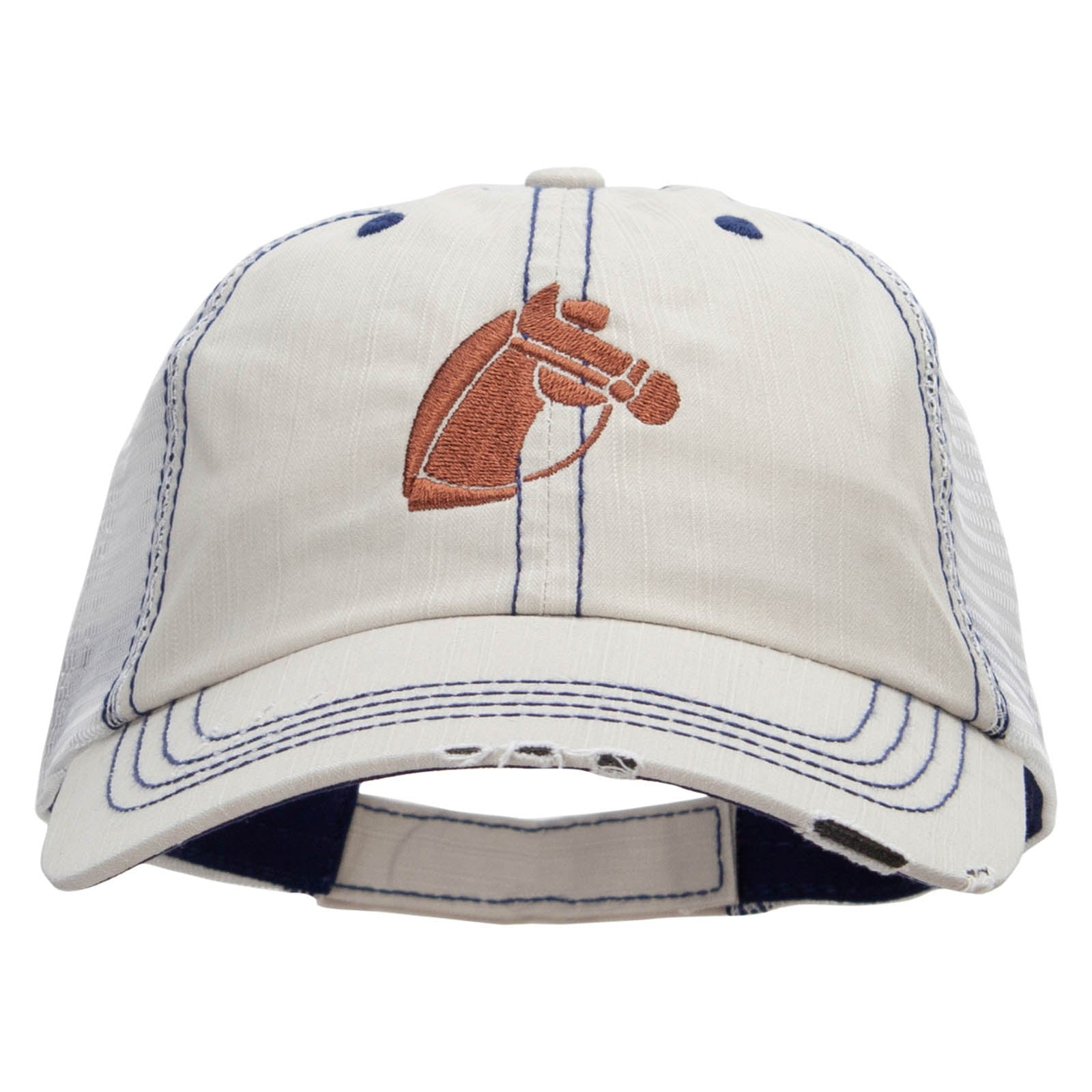 Horse Head Embroidered Frayed Mesh Cap - Putty OSFM - Walmart.com