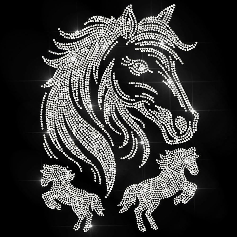 Horse Head Rhinestone Iron on Transfer Foal Pony Heat Transfer Decal ...