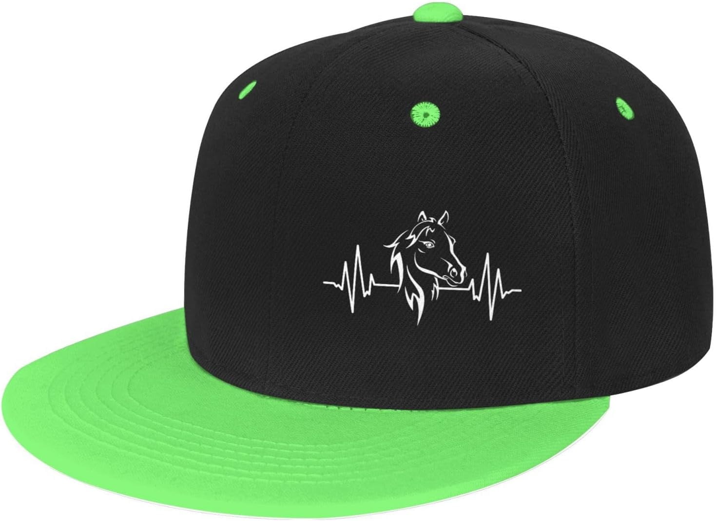 Horse Heartbeat Snapback Cap Unisex Children Adjustable Flat Brim ...