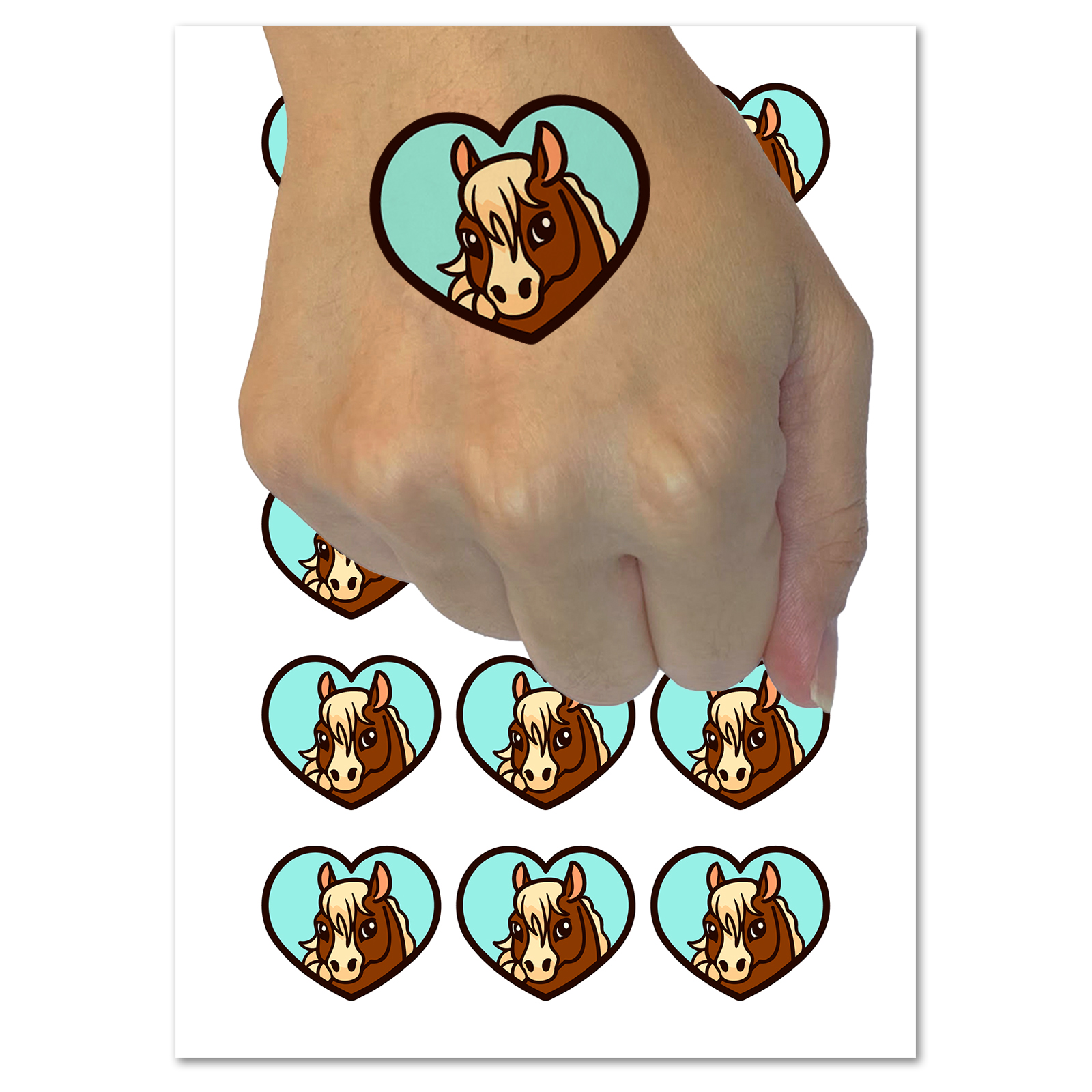 Horse Inside of Heart Water Resistant Temporary Tattoo Set Fake Body Art Collection - 54 1 ...