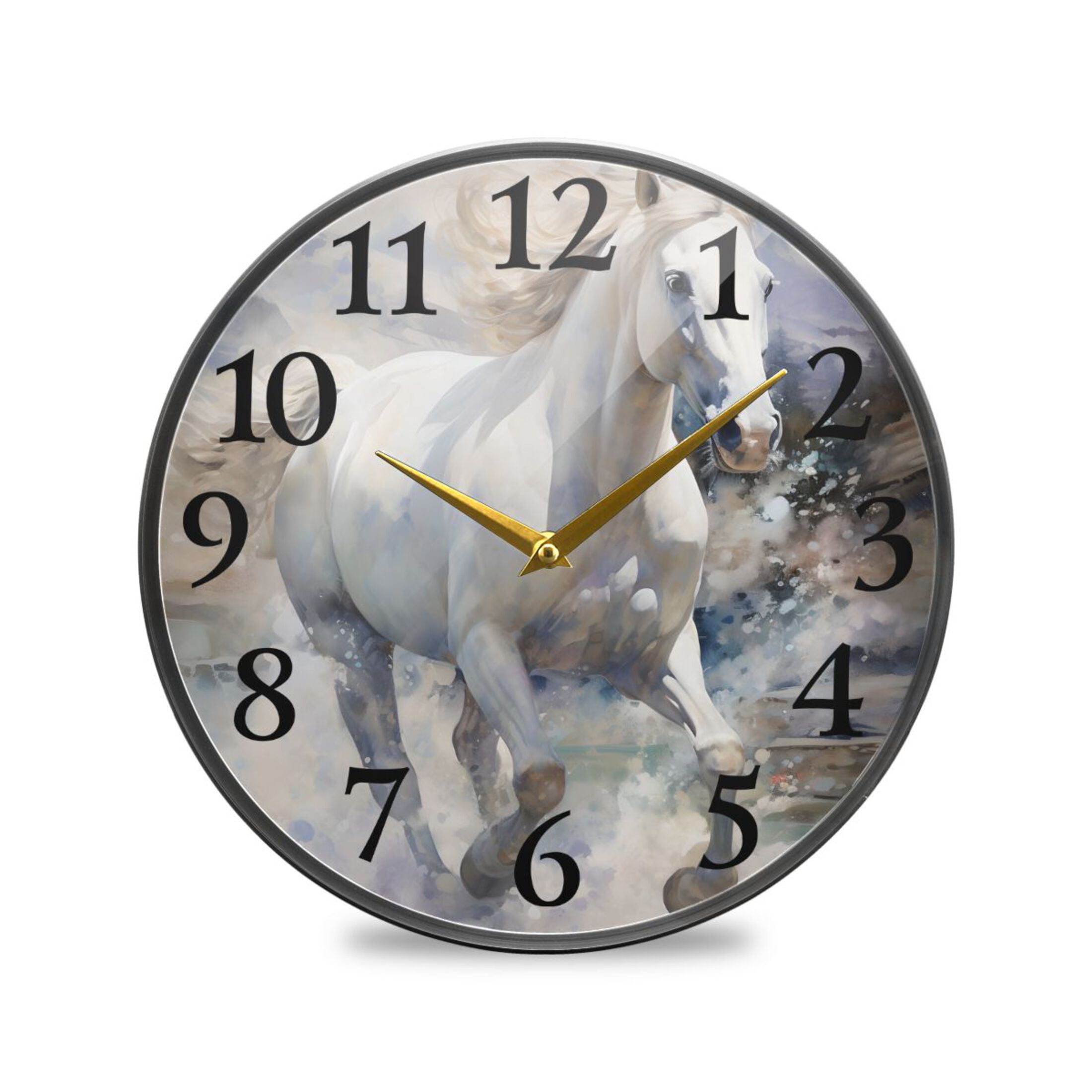 Horse Is Running Wall Clocks Battery Operated 9.5 Inch Round Clock ...