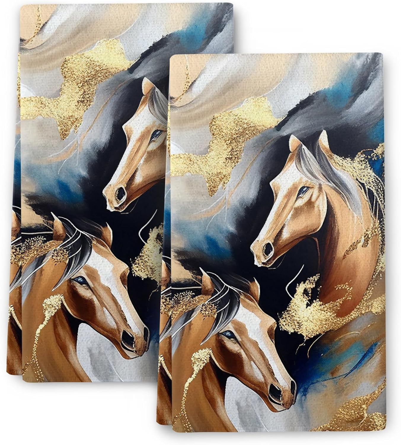 Horse Kitchen Towels Decorative Set of 2, Absorbent Modern Dish Towels ...
