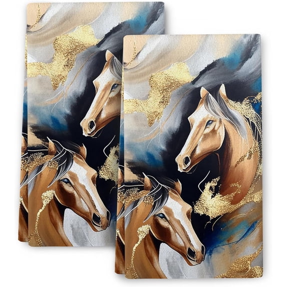 Horse Kitchen Towels Decorative Set of 2, Absorbent Modern Dish Towels ...