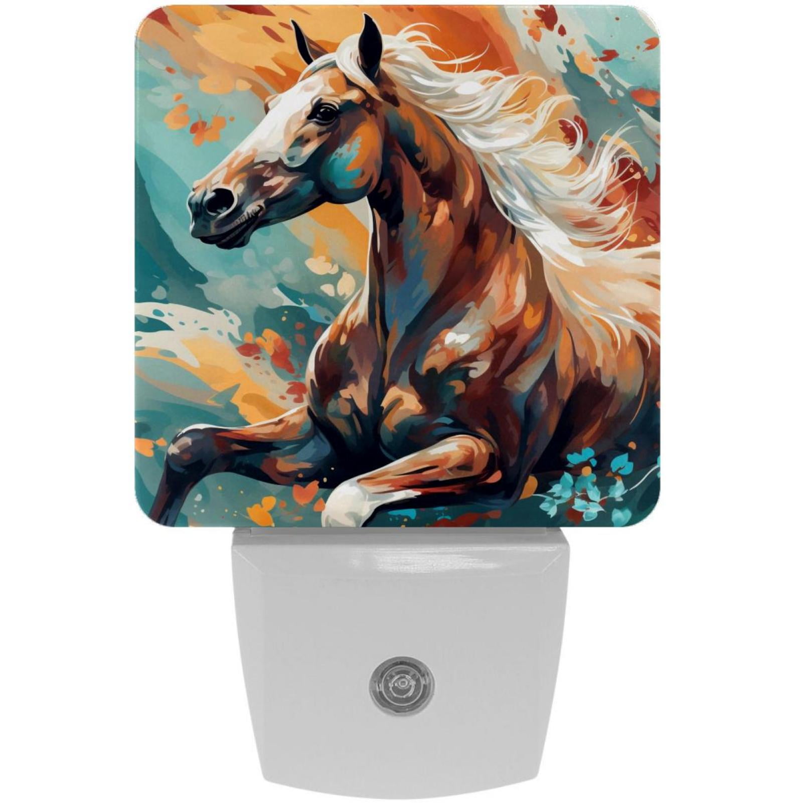 Horse LED Square Night Light - Energy Efficient Plug-in Nightlight with ...