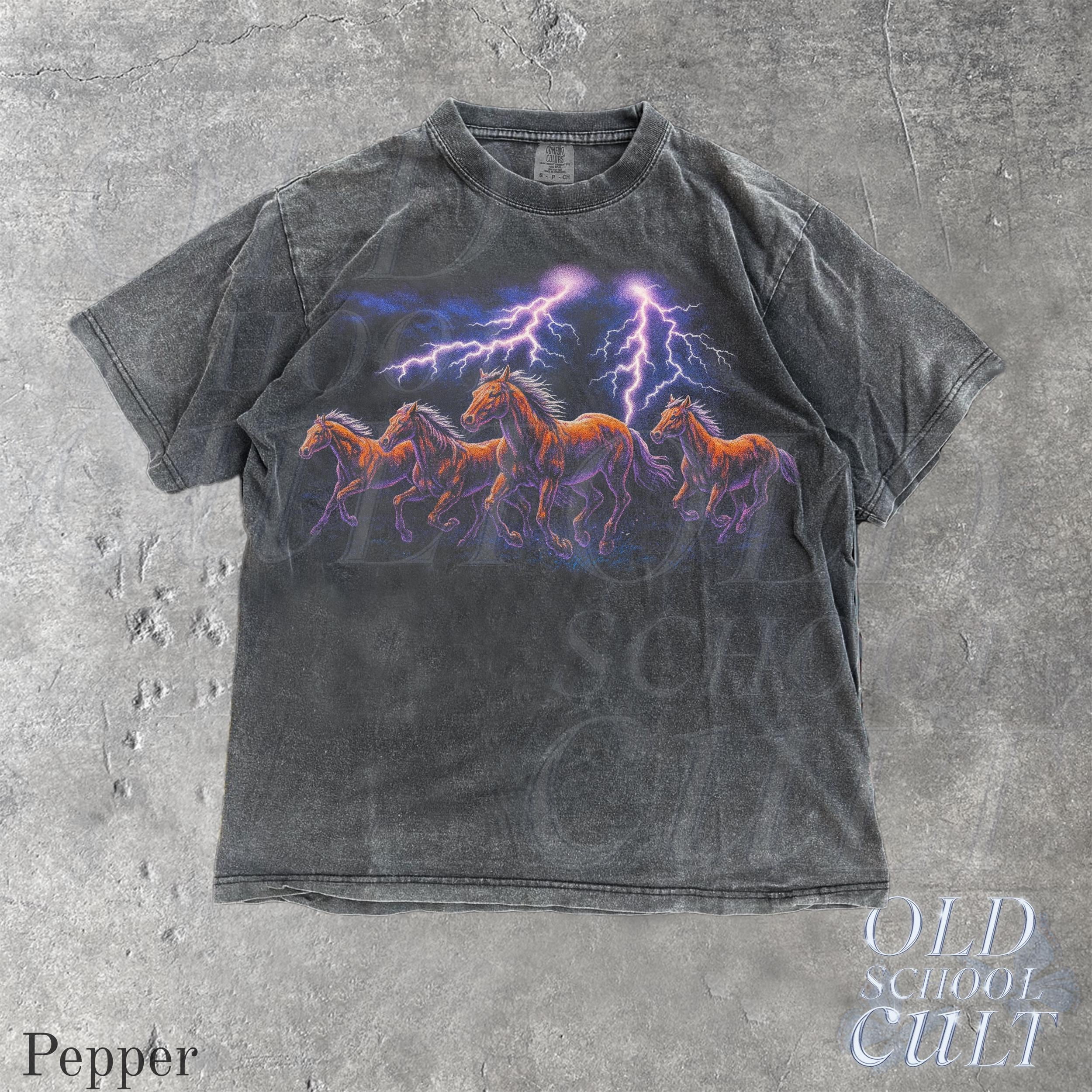 Horse Lightnings Nature Vintage 90s Style Graphic Shirt, Retro Comfort ...