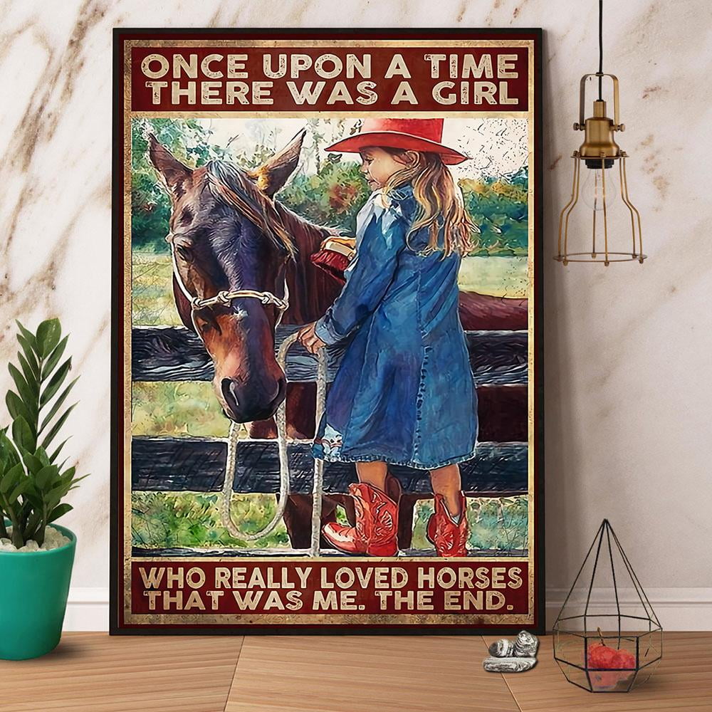 Horse & Little Girl Once Upon A Time Paper Poster No Frame Matte Wall ...