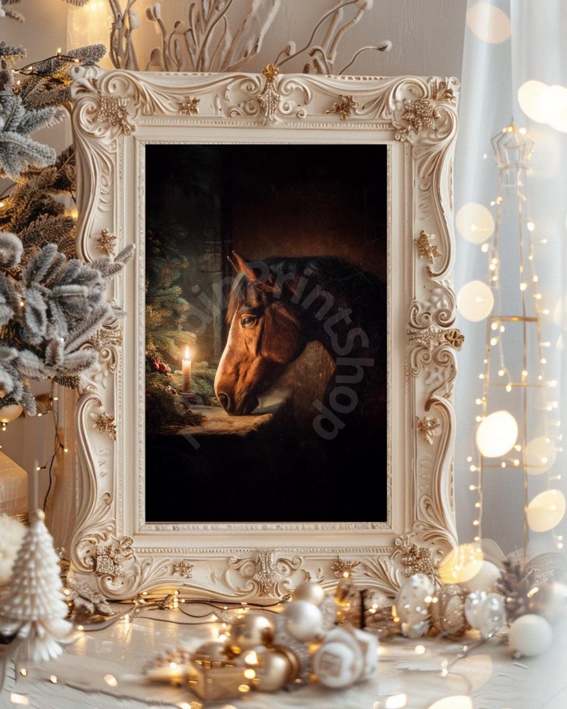 Horse Looking At A Candle. Wall Art. Year Of The Horse 2026. Rustic ...