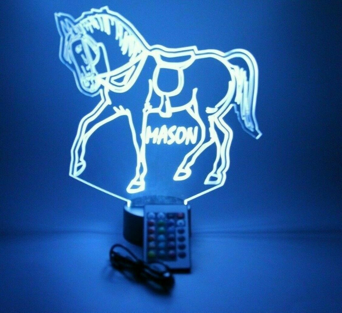 Horse Lover Colt Pony With Saddle Farm Animal Farming Name Night Light ...