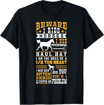 Horse Lover Equestrian Riding Beware I Ride Horses T-Shirt - Walmart.com
