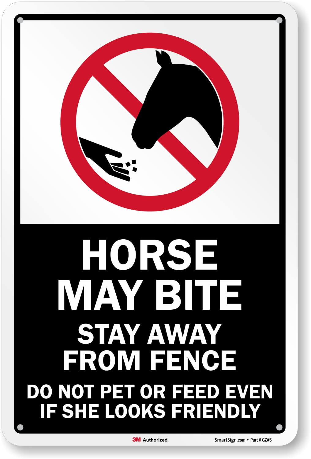Horse May Bite Stay Away Do Not Feed Even If Friendly Sign, Heavy Duty ...