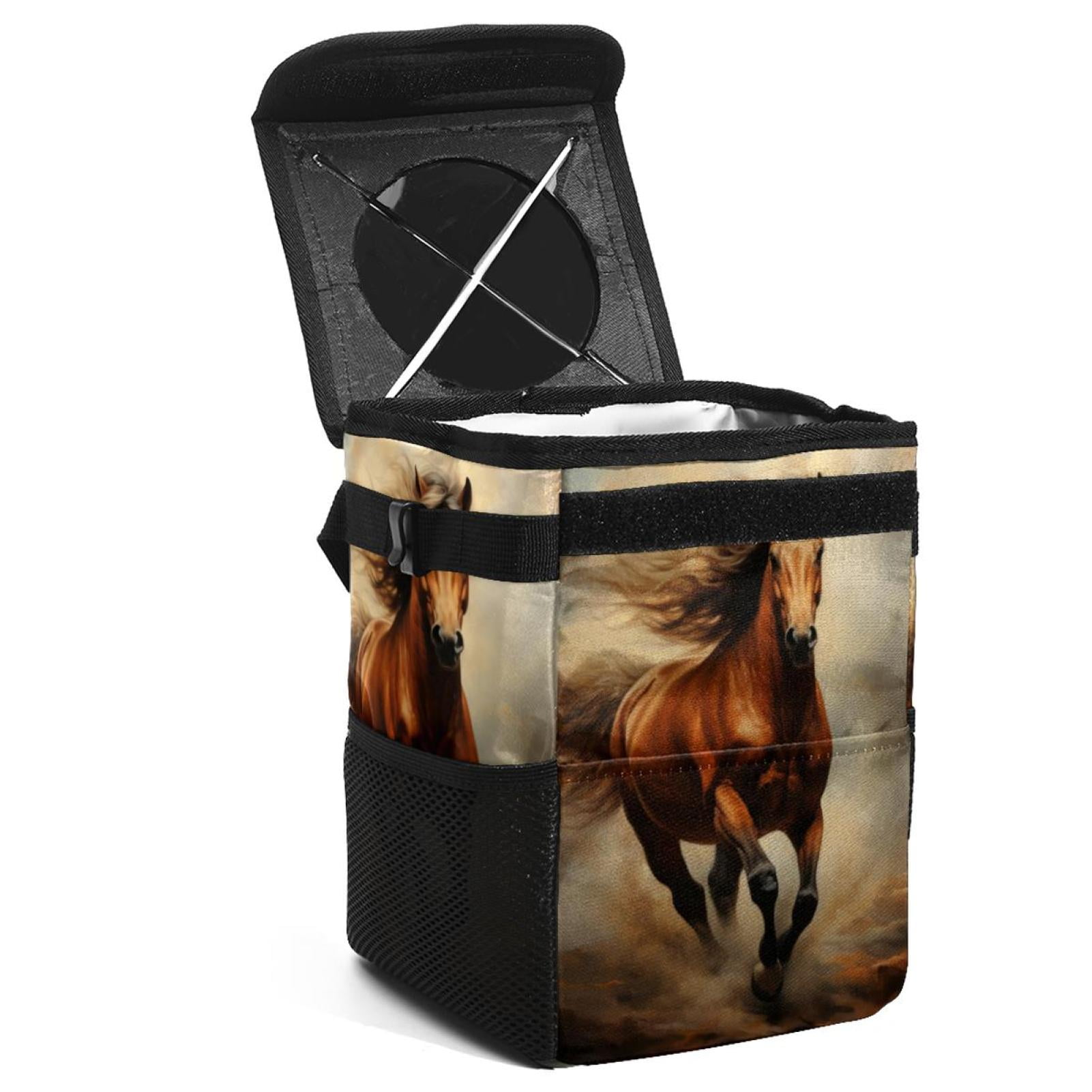 Horse Mini Trash Can for Car: Foldable with Lid, Leak-Proof and Hanging ...