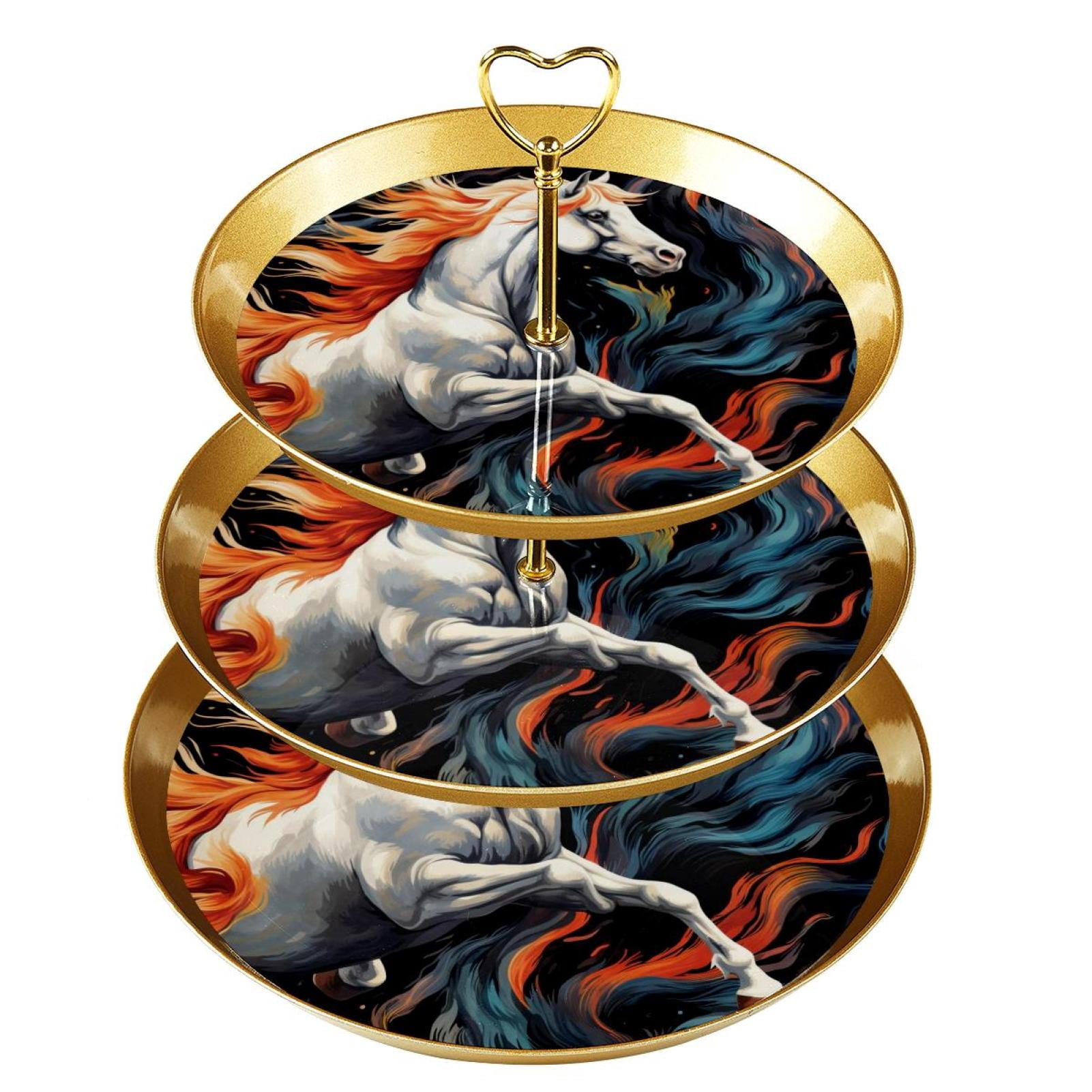 Horse Modern Plastic Discs and Iron Pillars Dessert Table Stand | 32cm ...