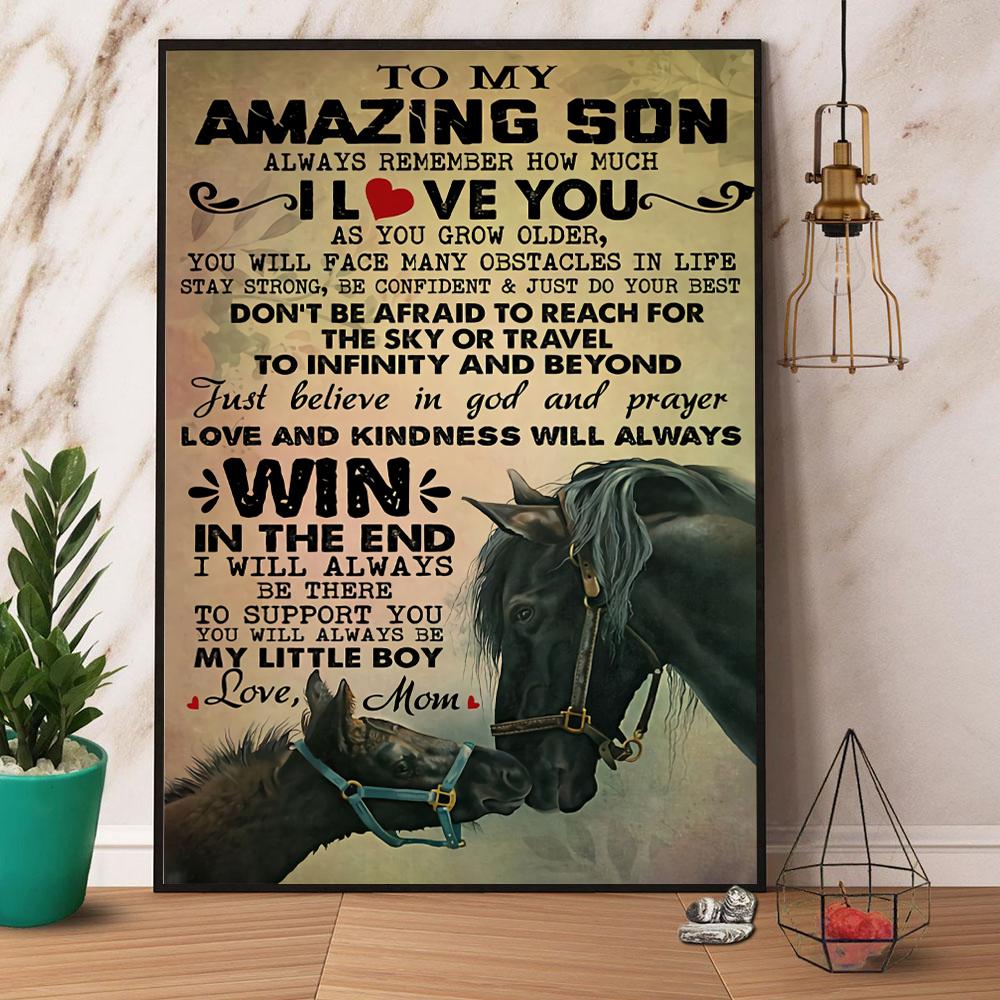 Horse Mom To My Amazing Son Always Remember How Much I Love You Paper Poster No Frame Matte Wall ...