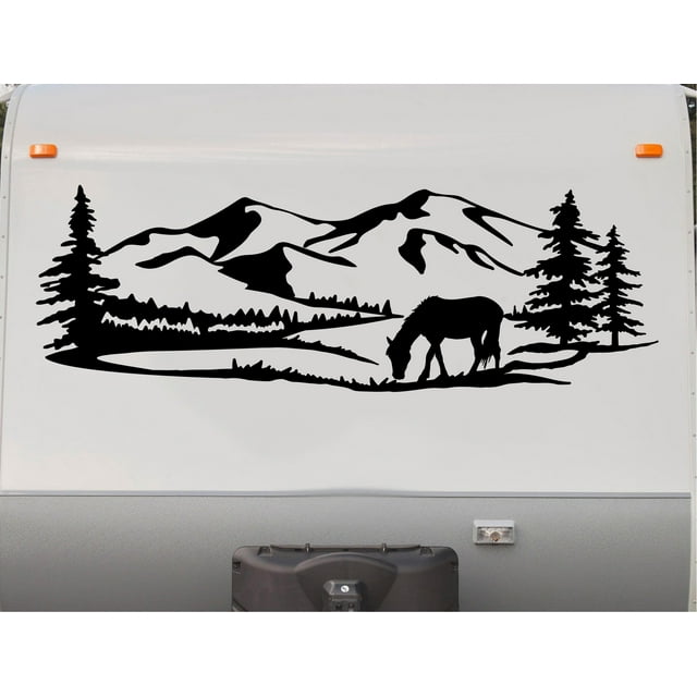 Horse Mountains RV Camper Replacement Decal Scene Trailer Stickers CT14 ...