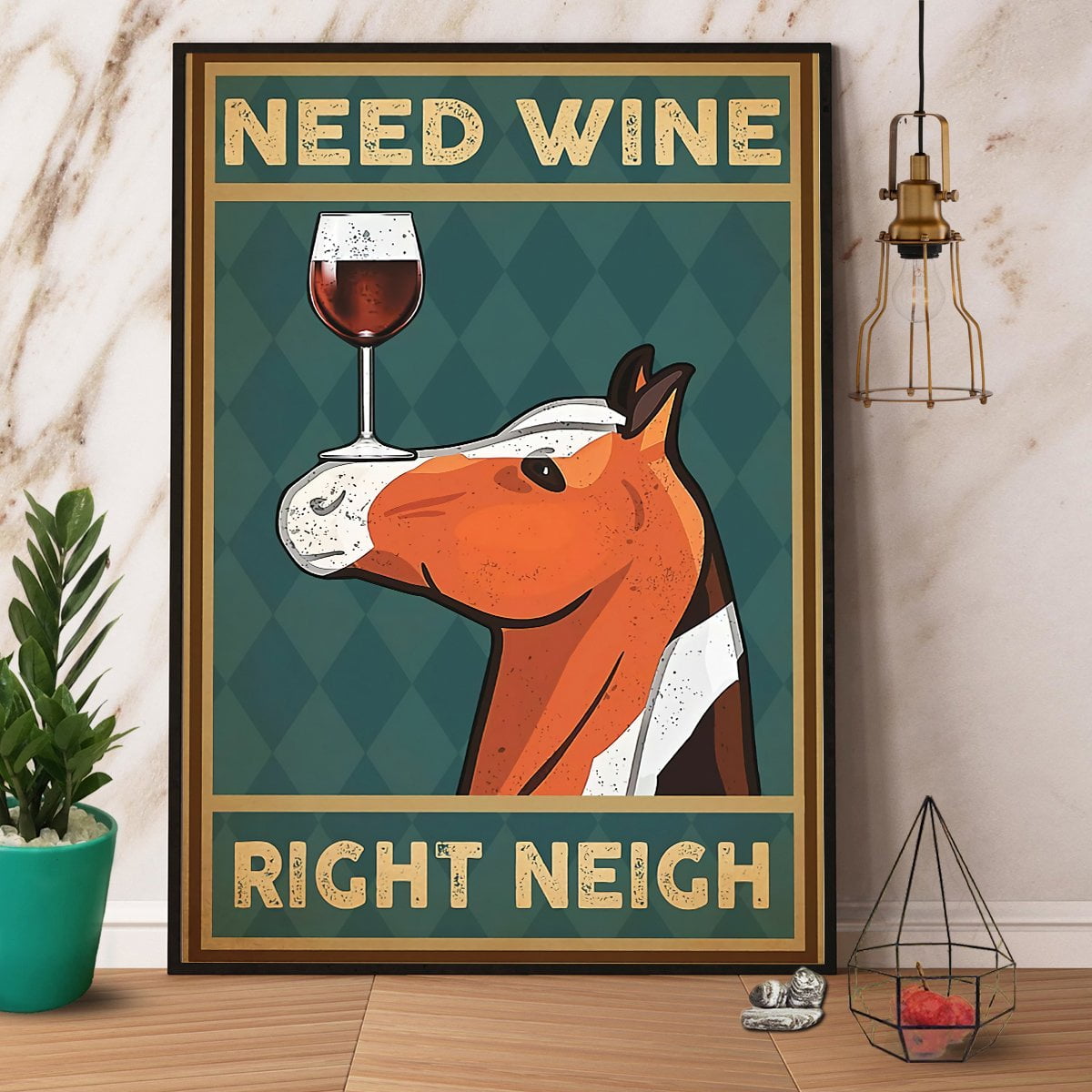 Horse Need Wine Right Neigh Paper Poster No Frame Matte Wall Art Decor ...