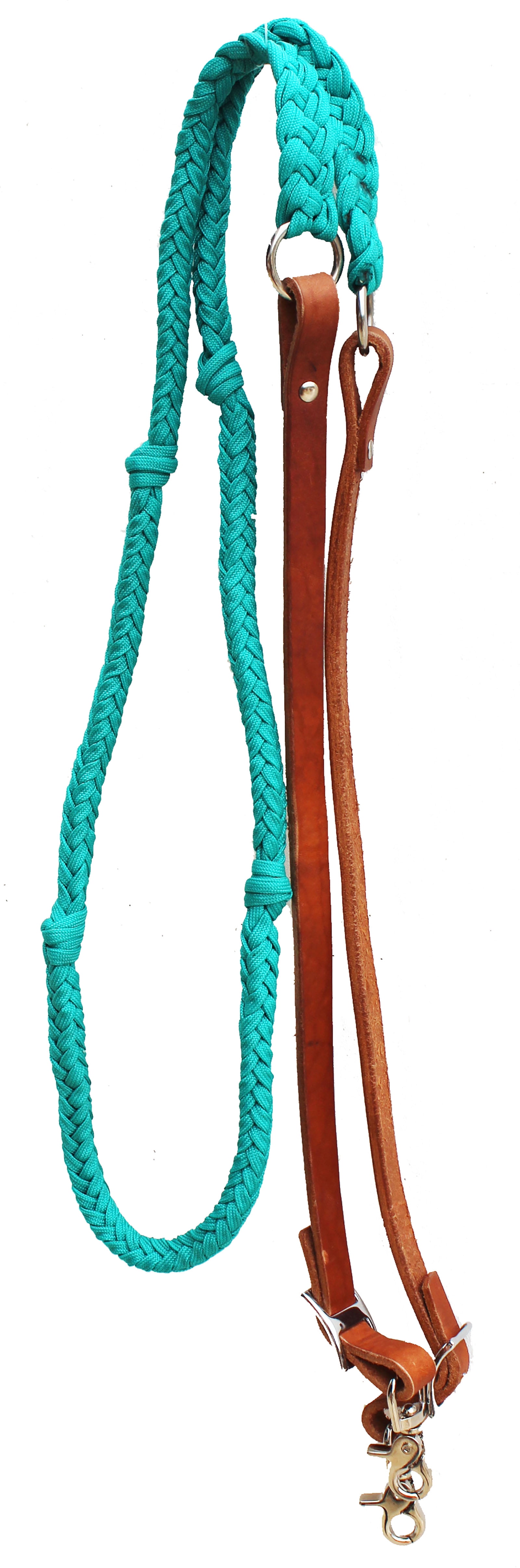 Horse Nylon Hand Braided Roping Knotted Barrel Reins Leather Teal ...