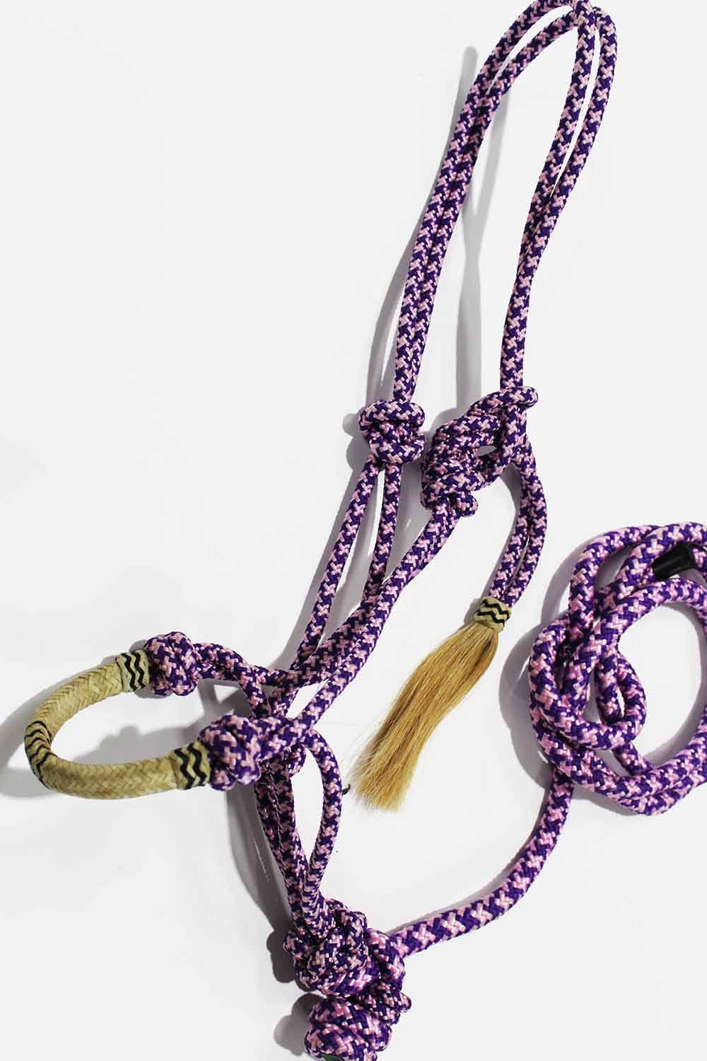 Horse Nylon Rope HALTER Lead Rope Rawhide Noseband Purple Pink Tack ...