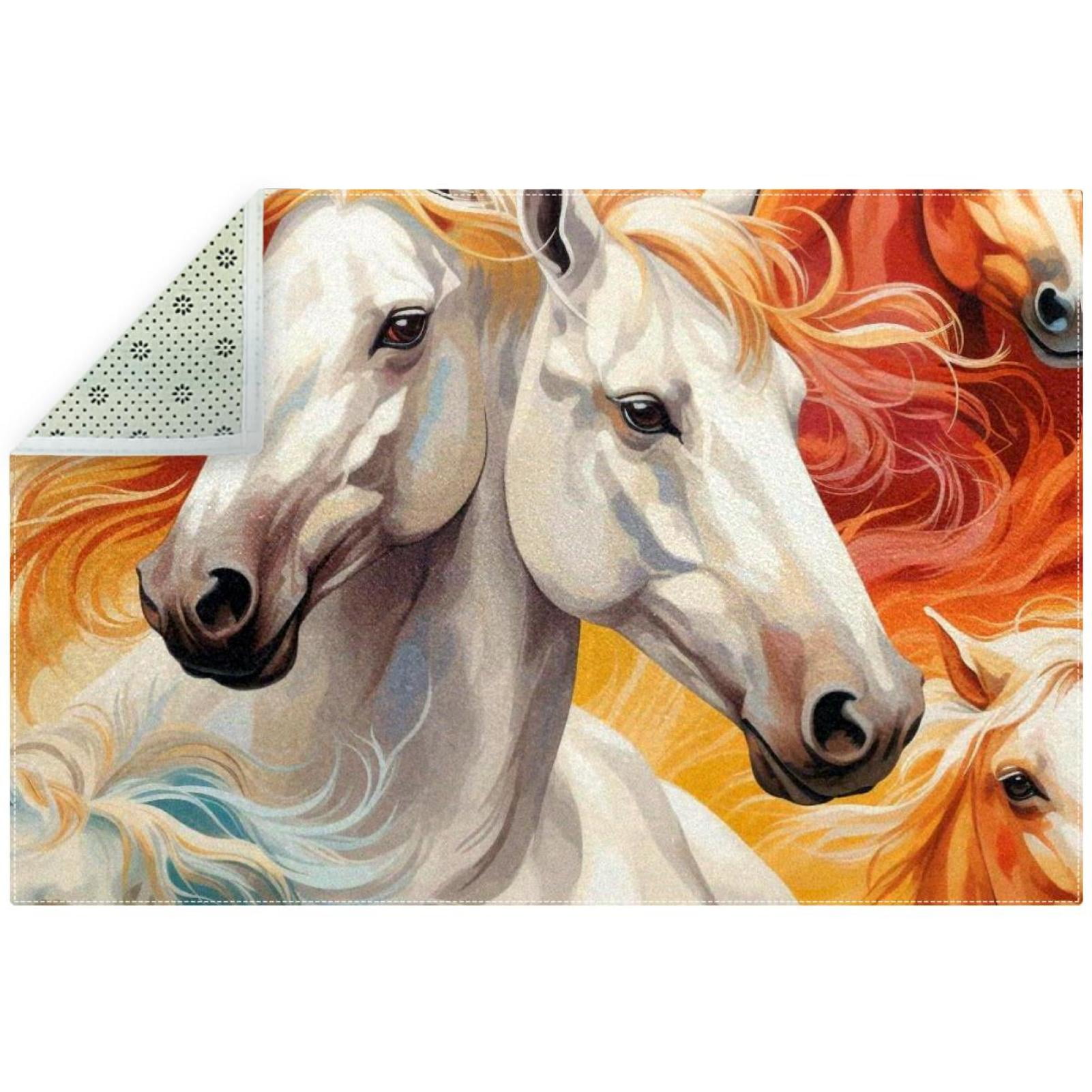 Horse Office Mat with Right-Angle Design - Polyester Floor Mat for ...