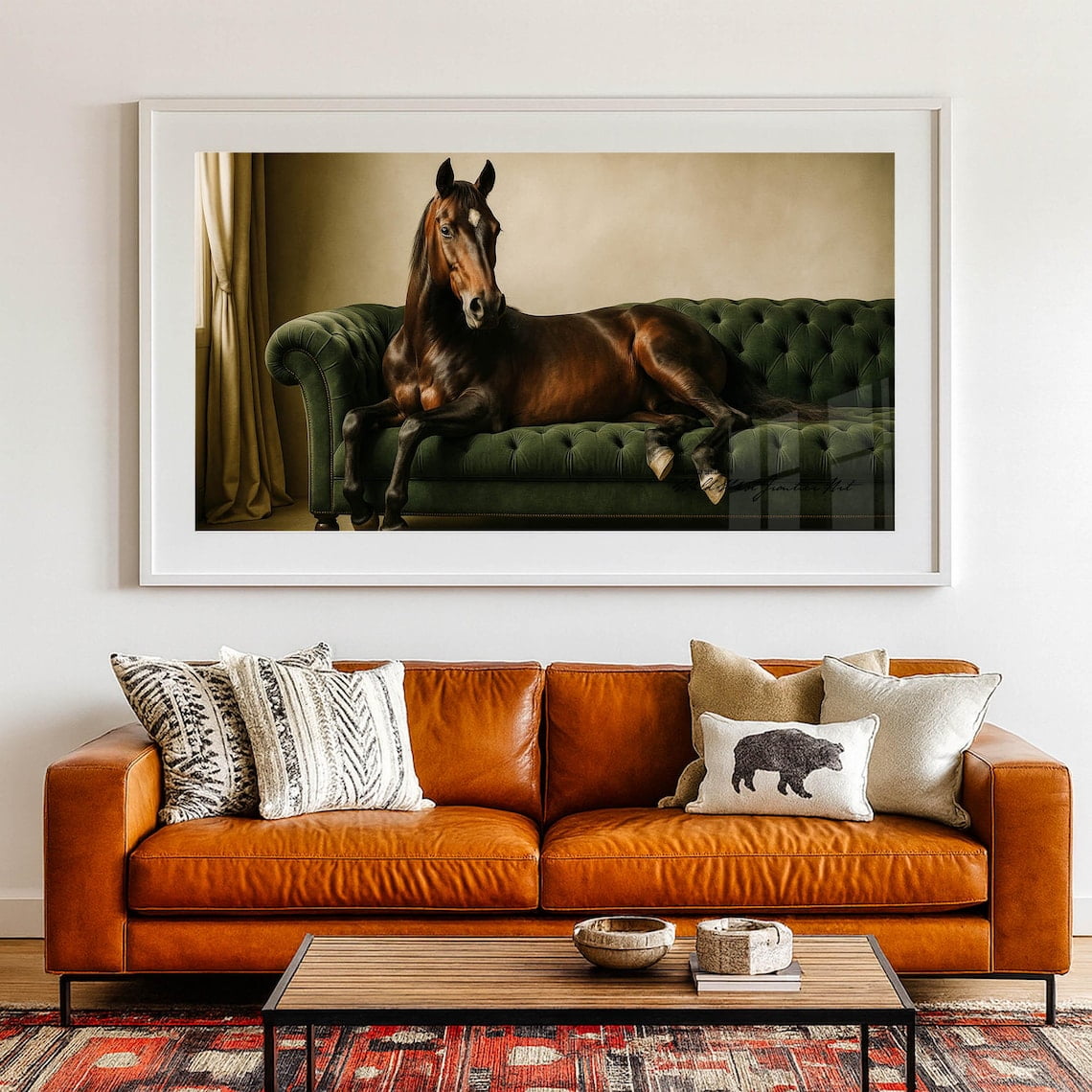Horse On Chaise Lounge Print, Western Fine Art Decor Home Decor #3016 ...