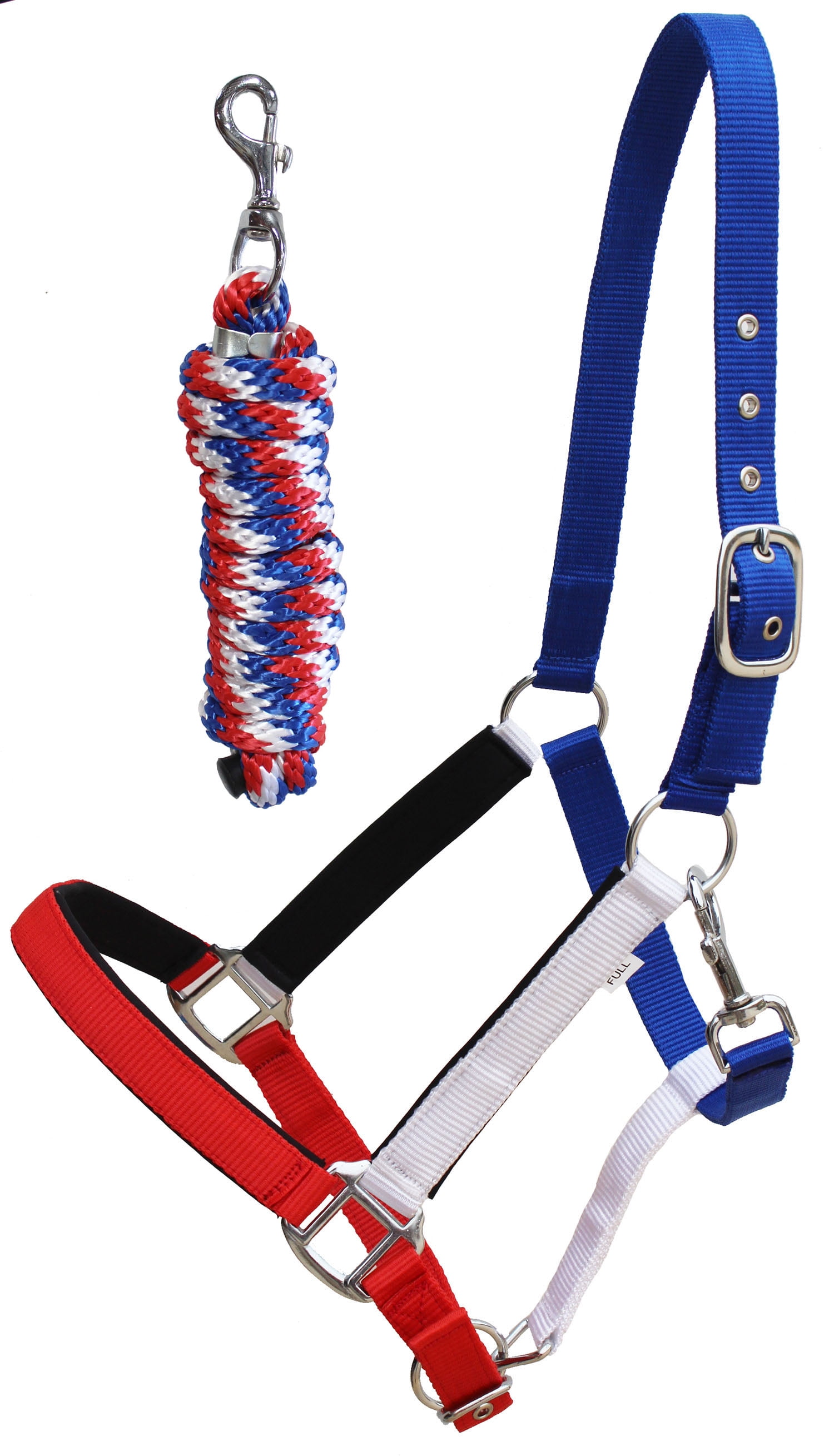 Challenger Horsewear, Nylon Adjustable Padded Halter with Lead Rope ...