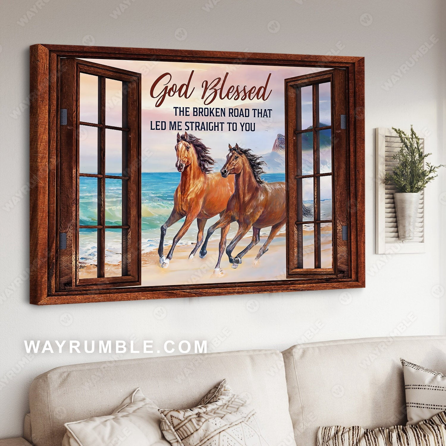 Horse Painting, Running Horses, Beach, Window Frame, God Blessed The ...