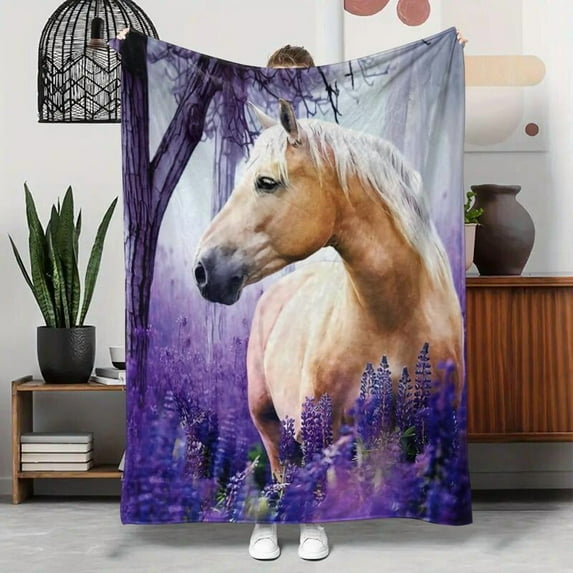 Horse Pattern Flannel Blanket, Soft Throw Blanket, Air-conditioned Room ...