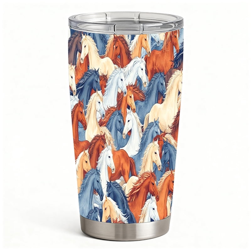 Horse Pattern Stainless Steel Insulated Tumbler with Lid, Western ...