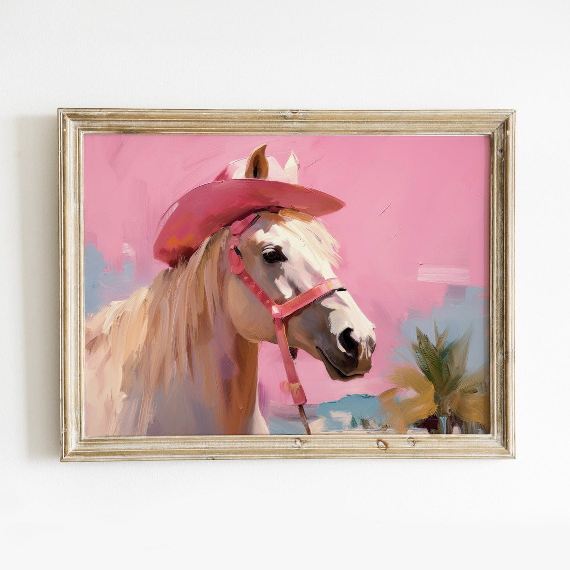 Horse With Pink Cowboy Hat Girly Wall Art, Trendy Cowgirl Hat Poster ...