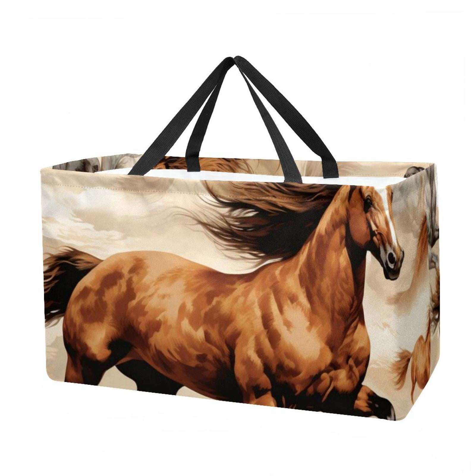 Horse Portable Oxford Cloth Picnic Basket Cube Organizer Grocery Bags ...