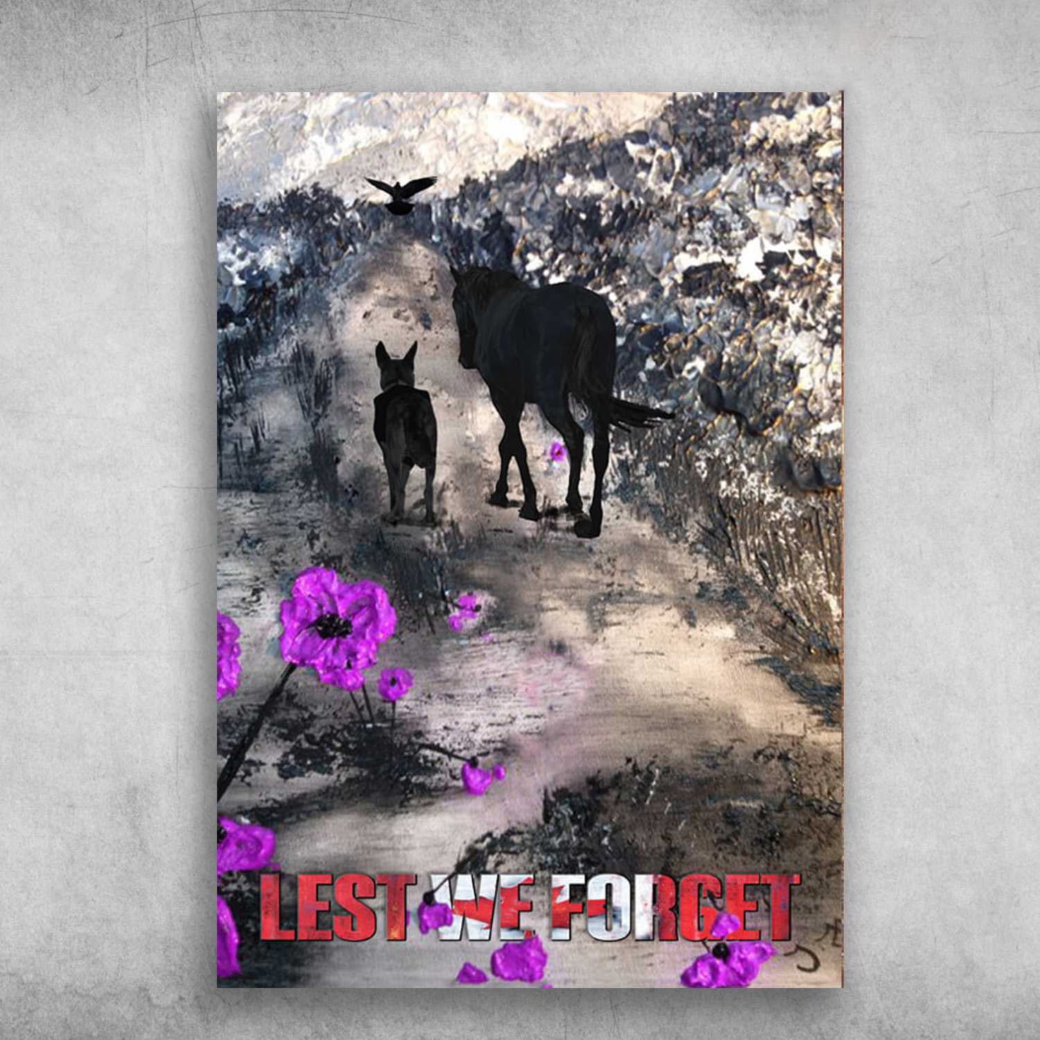Horse Poster, Wall Art Decor, Animals Served In The War Poster Purple ...