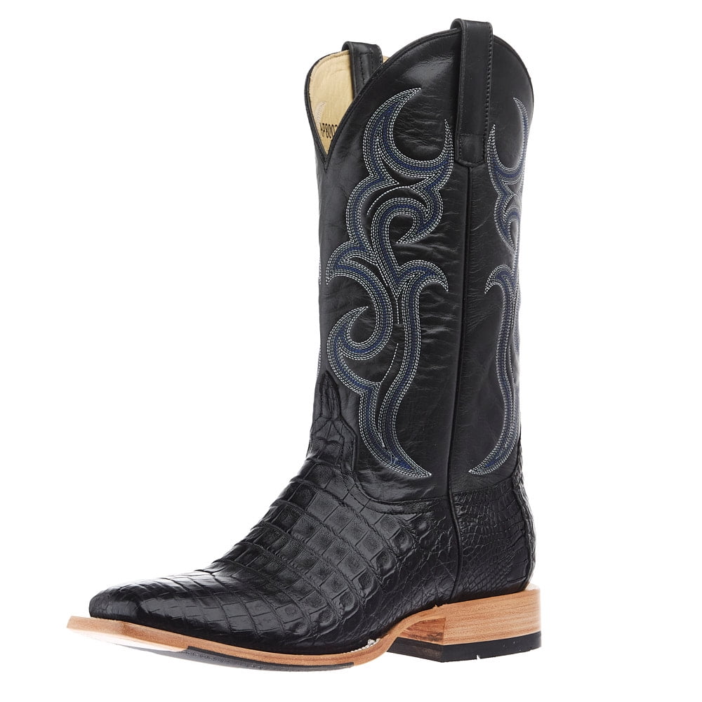 Horse Power Black Caiman Leather Stacked - Boot Mens Western - Hp8002 ...