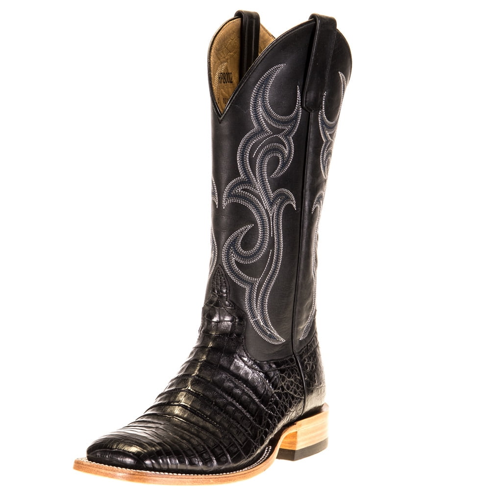 Horse Power Black Caiman Leather Stacked - Boot Mens Western - Hp8002 ...