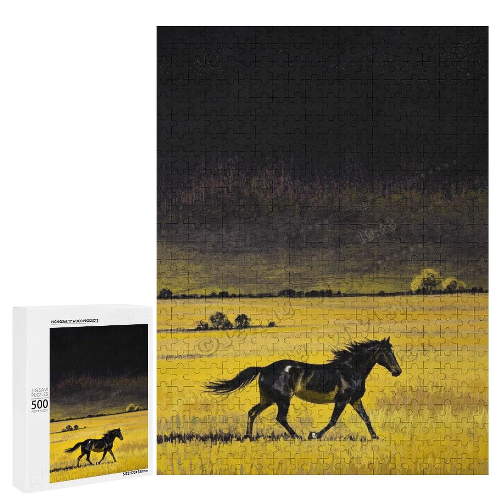 Horse Printed 500 Piece Wooden Puzzle – Aesthetic Puzzle for Adults ...