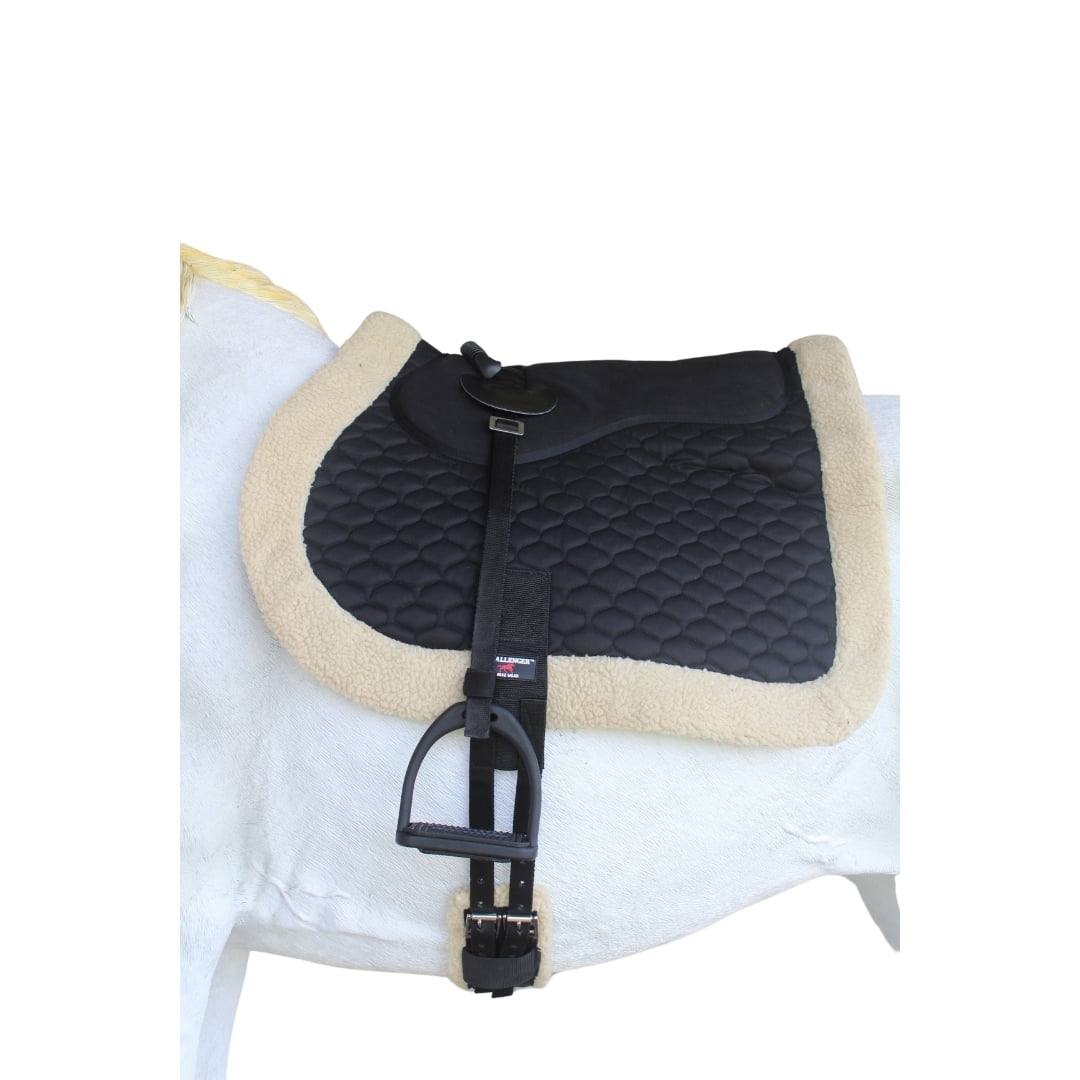 Horse Quilted ENGLISH Bareback PAD Trail Neoprene Faux Fur Tack Black ...