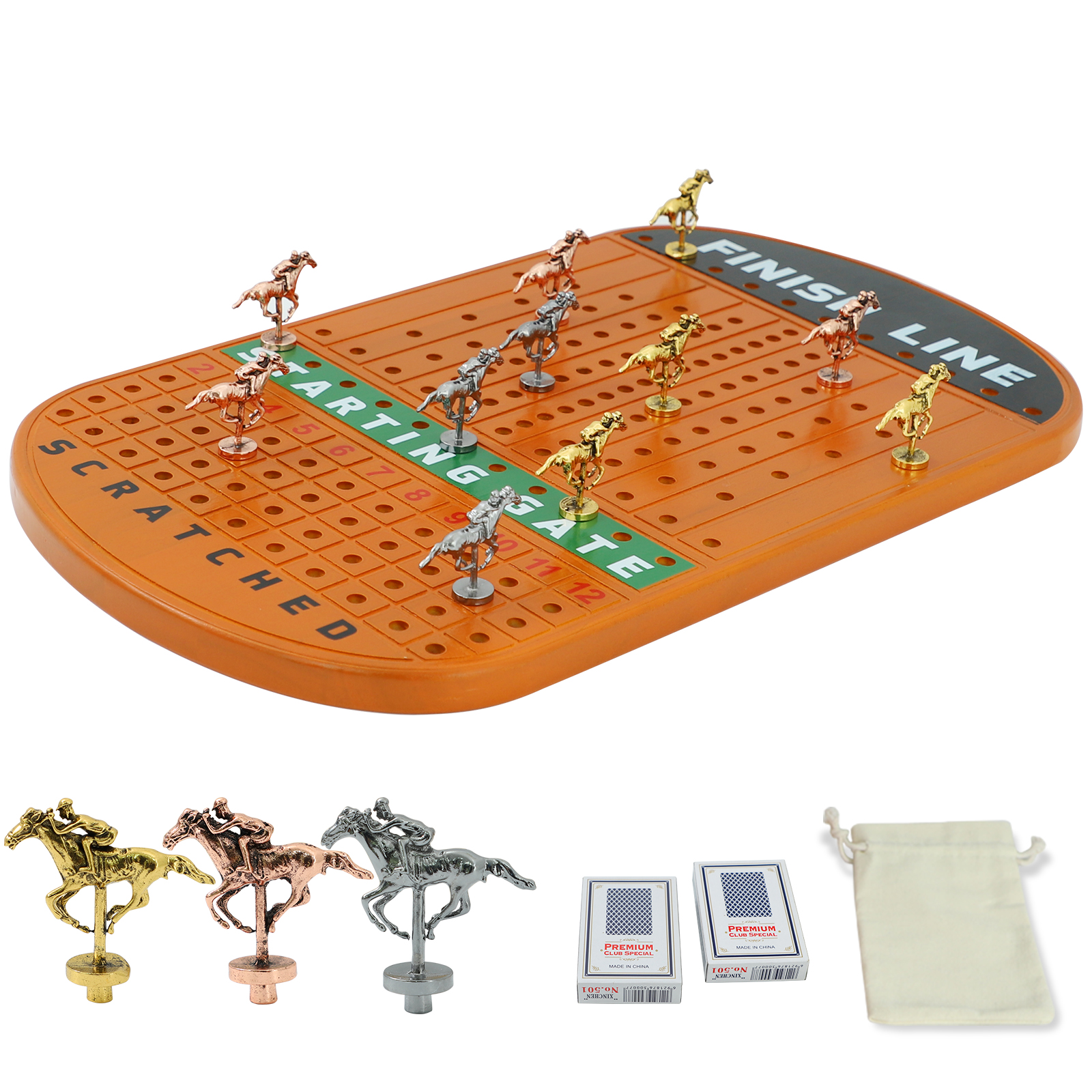 Horse Race Board Game Racing Game Thickened Pine with 11 Luxurious ...