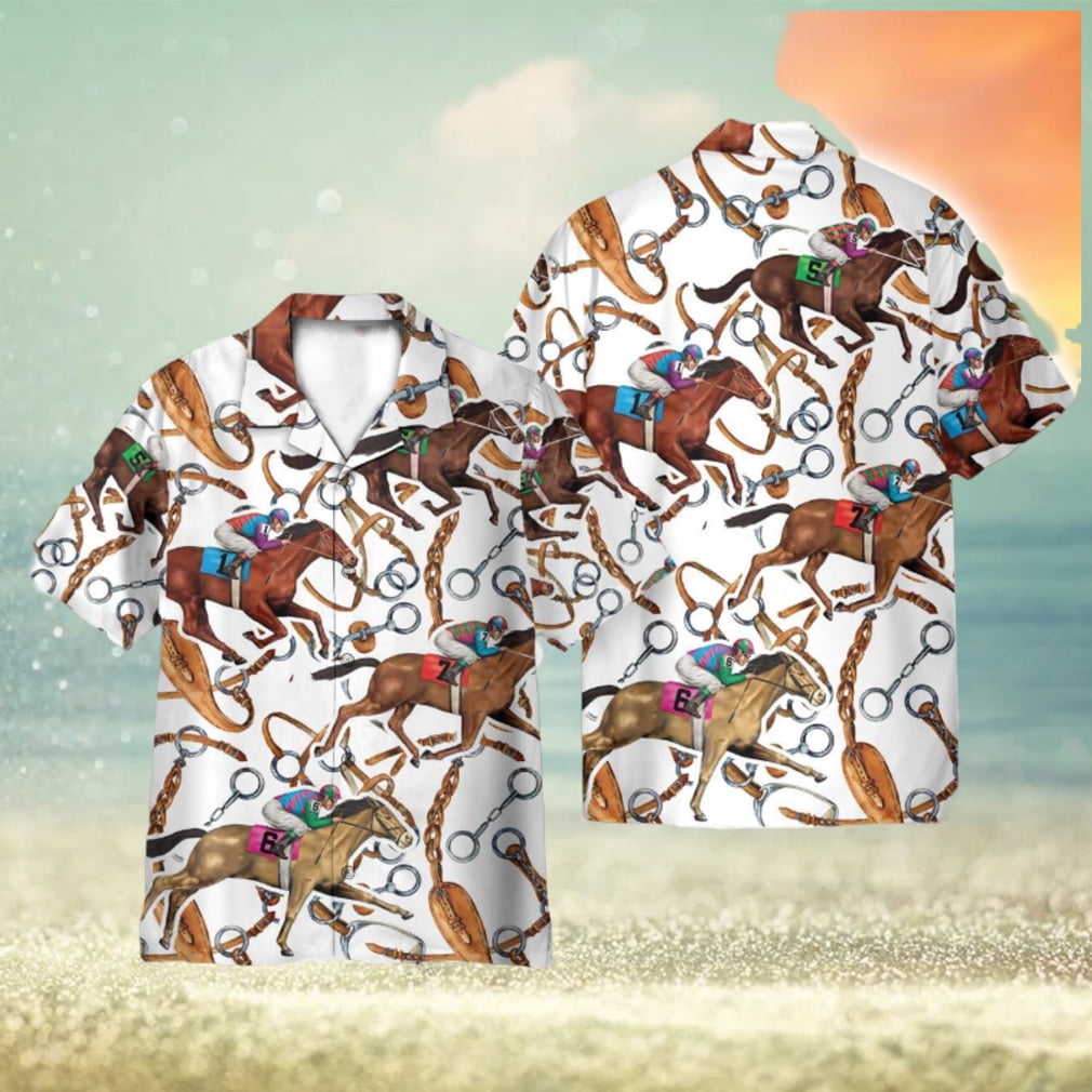 Horse Racing Colorful Horse Reins Pattern 3D Hawaiian Shirt Holiday ...