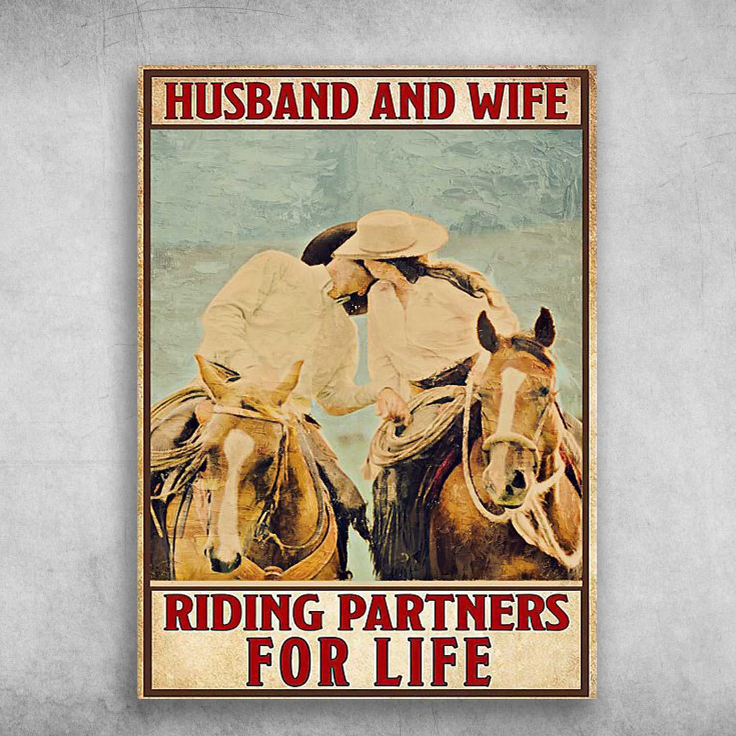 Horse Racing Couple - Husband And Wife, Riding Partners For Life 16 x ...
