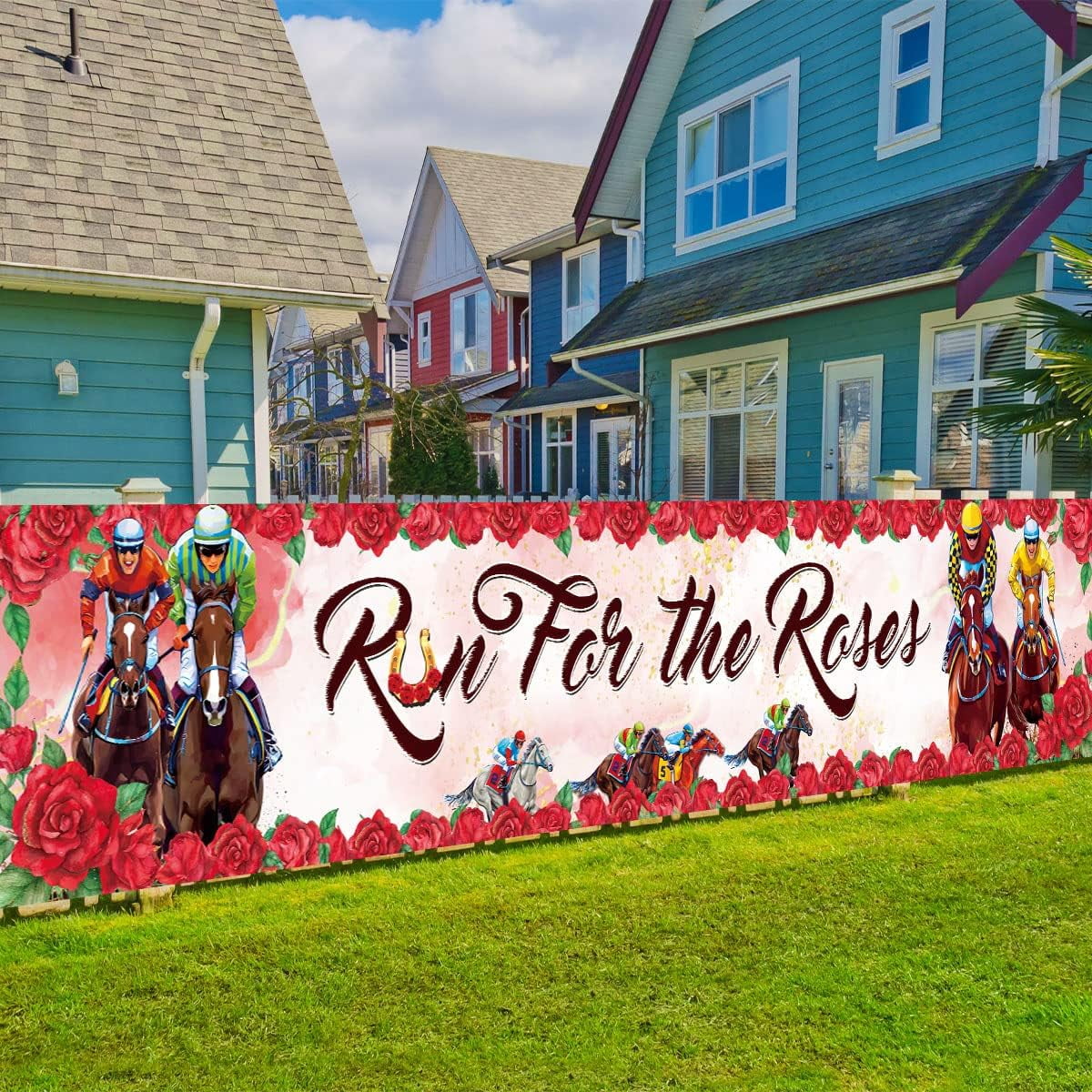 Horse Racing Decorations Banner-Large Run for The Roses Banner,Roses ...