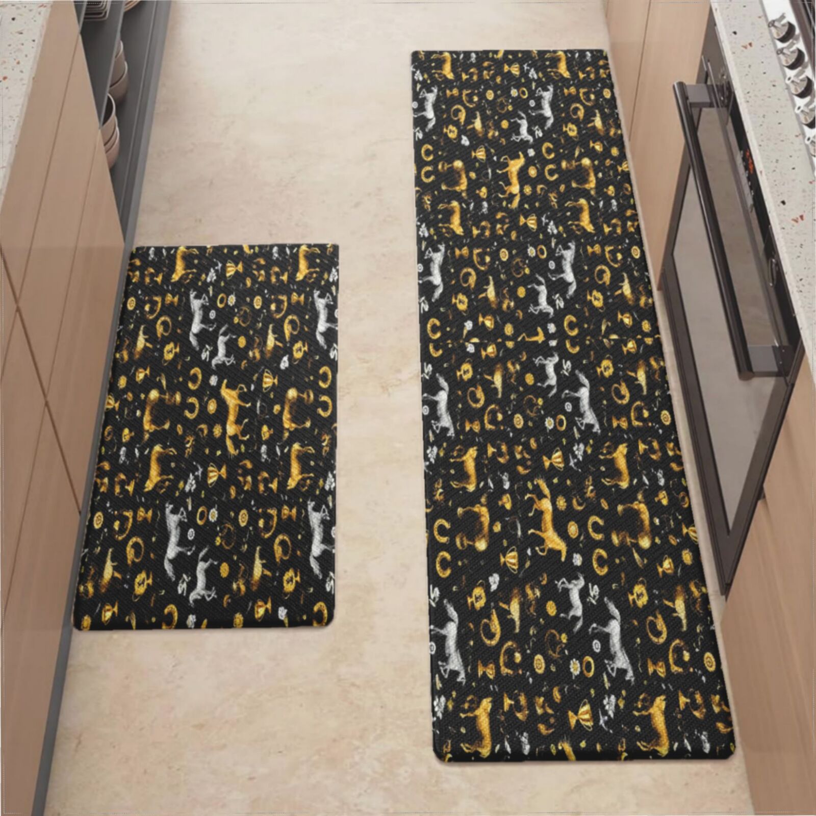 Horse Racing Derby Day Party Black Gold Pvc Kitchen Mat Runner 1 Pieces ...