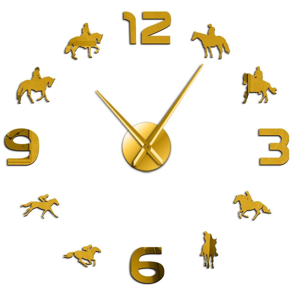 Horse Racing Frameless Wall Clock Stickers, DIY Modern Decorative ...